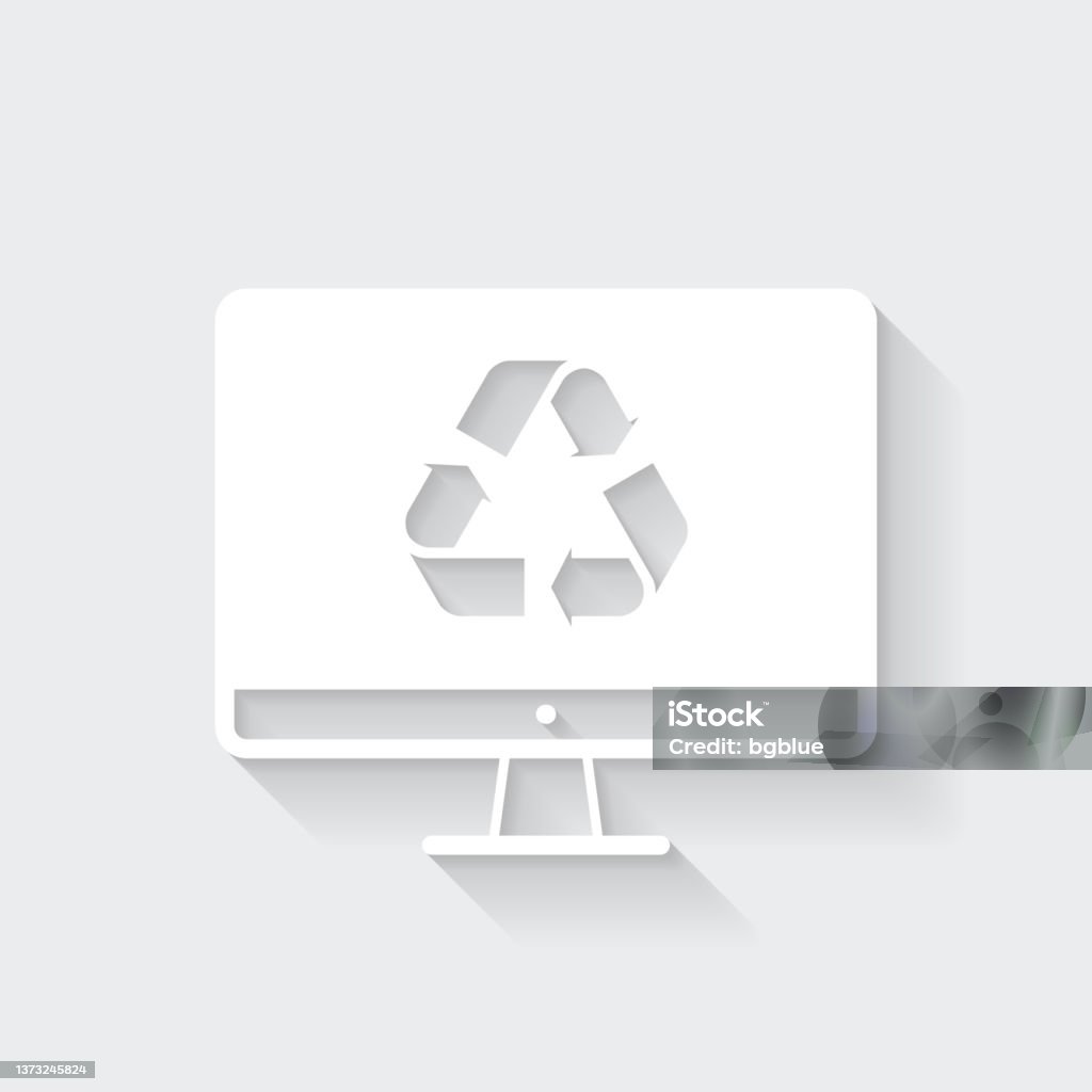 Ordinateur De Bureau Avec Symbole De Recyclage Icône Avec Une Ombre