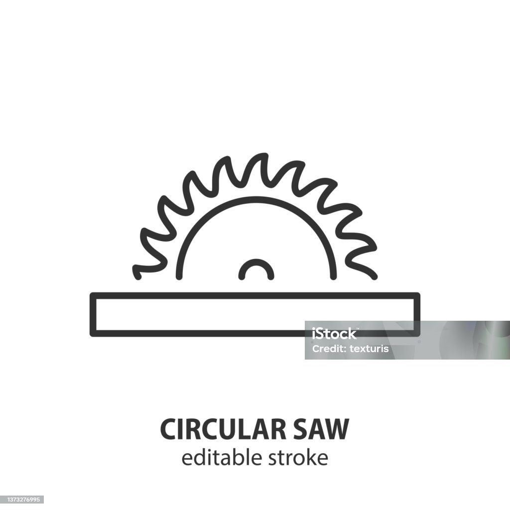 Icône De Ligne De Lame De Scie Circulaire Symbole Vectoriel De
