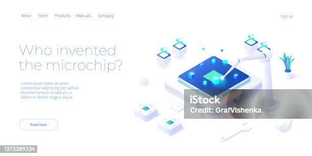 Ilustrasi Konsep Microchip Dalam Desain Vektor Isometrik Semikonduktor