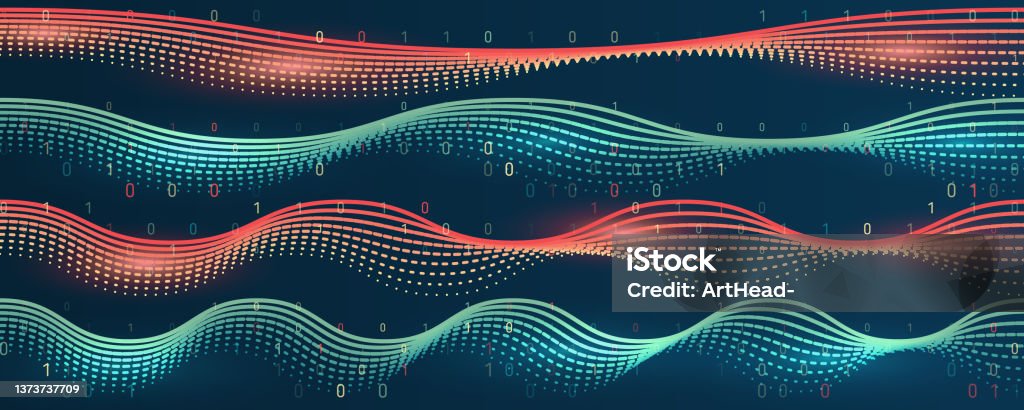 A Dynamic Array Of Information Consisting Of Multicolored Lines And Waves Data Sorting Process
