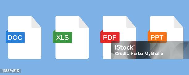 Kumpulan Vektor Ikon Tipe File Format Dokumen Set Pdf Doc Xls Ppt