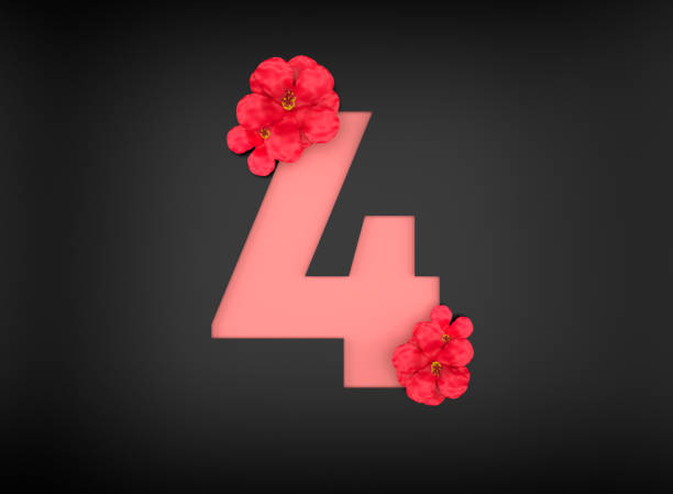 Free picture: Number four (4), a 3D number decorated with flowers and ...