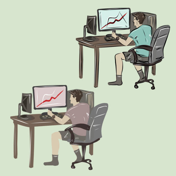 170 Programmer Coding Laptop Computer Work Desk Freelancer Sitting On Table Stock Illustrations