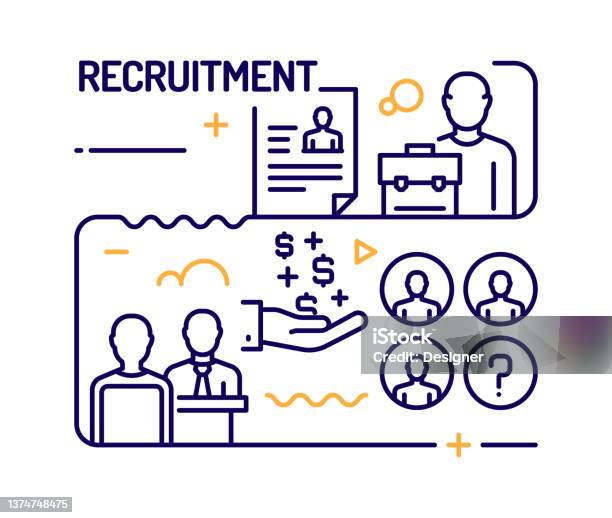 Concept De Recrutement Illustration Vectorielle De Style De Ligne