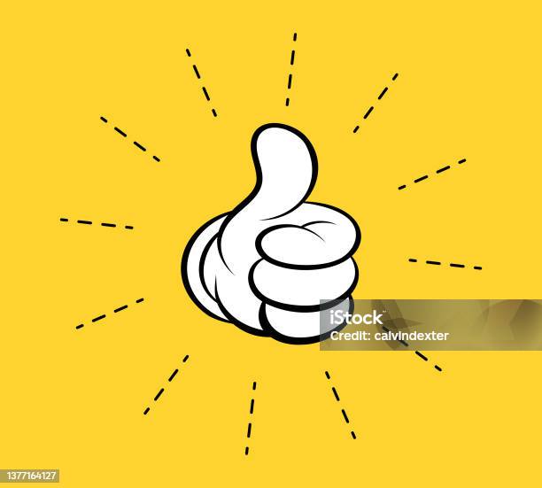 Pouce Levé Dessin De Style Dessin Animé Vecteurs Libres De Droits Et