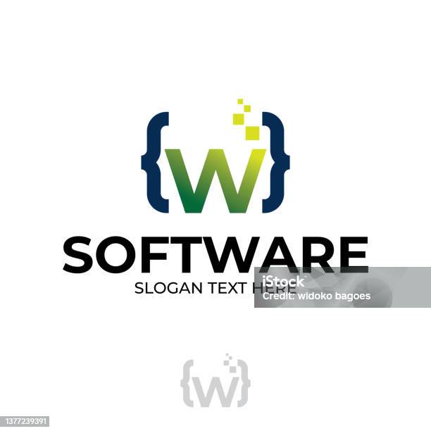 Simbol Kode Digital Dengan Desain Huruf W Ilustrasi Pengkodean Dengan