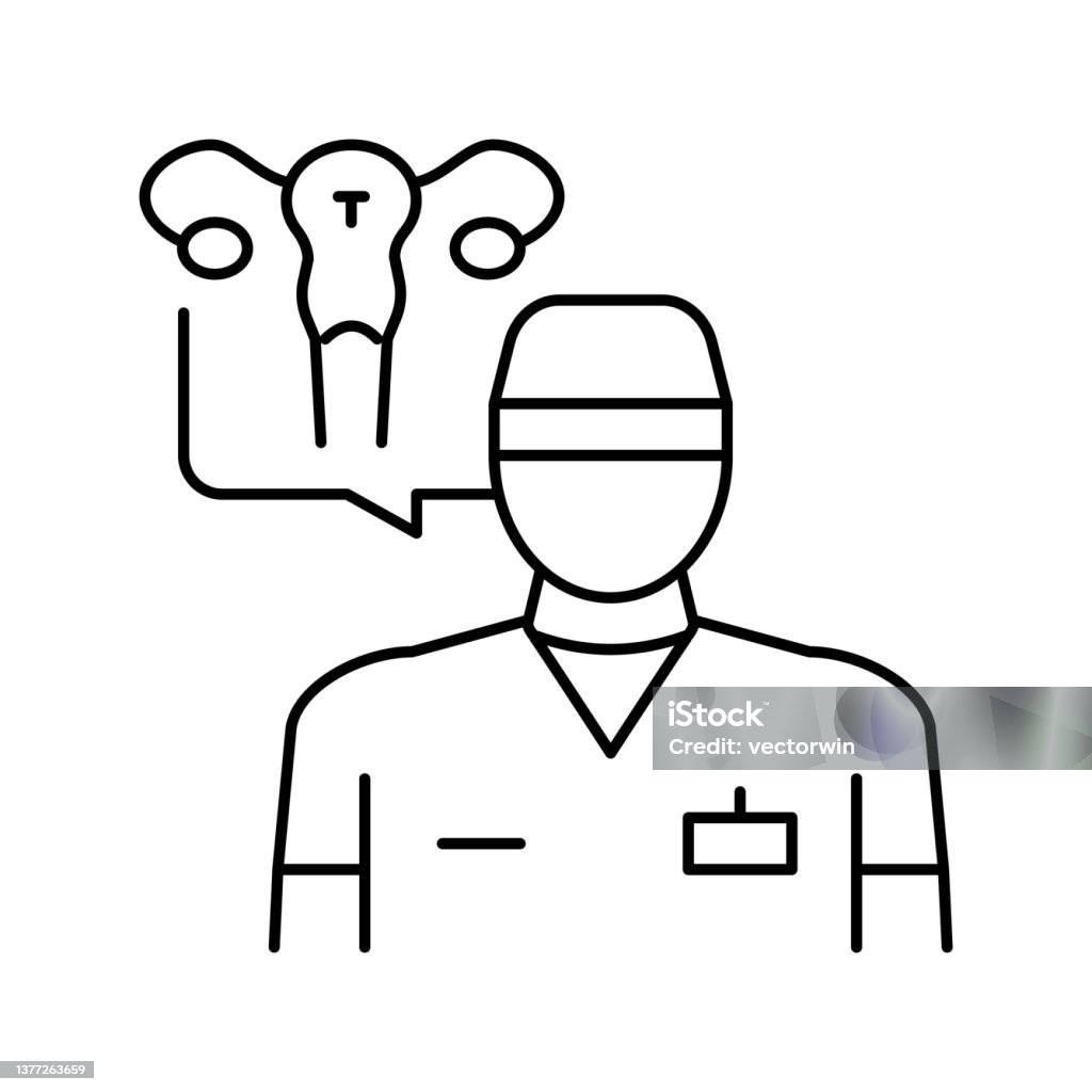 Ilustración De Médico Ginecólogo Línea Icono Vector Ilustración Signo Y