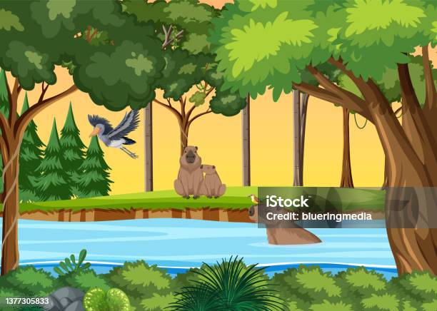 Adegan Dengan Hewan Liar Di Hutan Ilustrasi Stok - Unduh Gambar ... Adegan Dengan Hewan Liar Di Hutan Ilustrasi Stok - Unduh Gambar ...