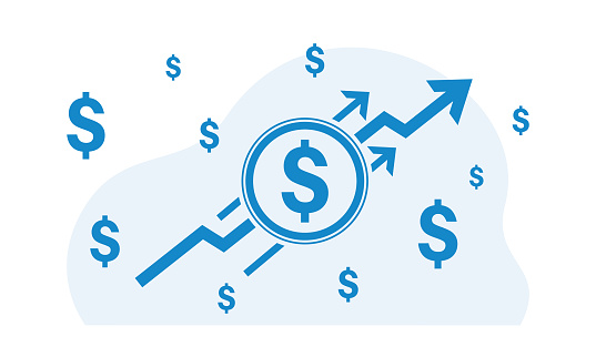 Illustration Vectorielle De Licône Daugmentation Du Taux Du Dollar