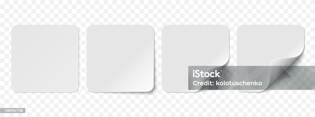 Vector White Realistic Paper Stickers Isolated On White Background