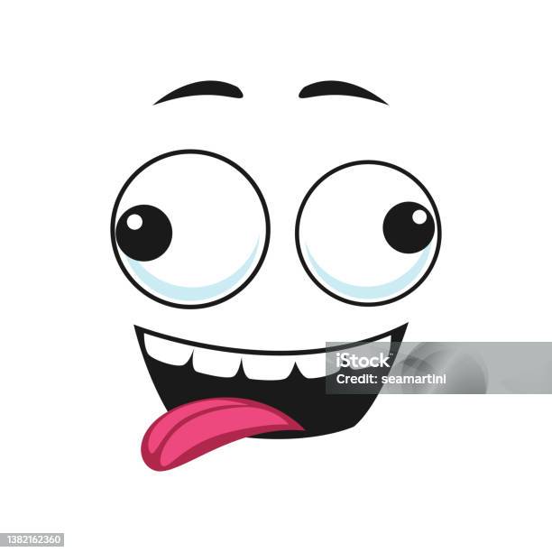 Strange Stupid Emoticon Showing Tongue Isolated Stock Illustration