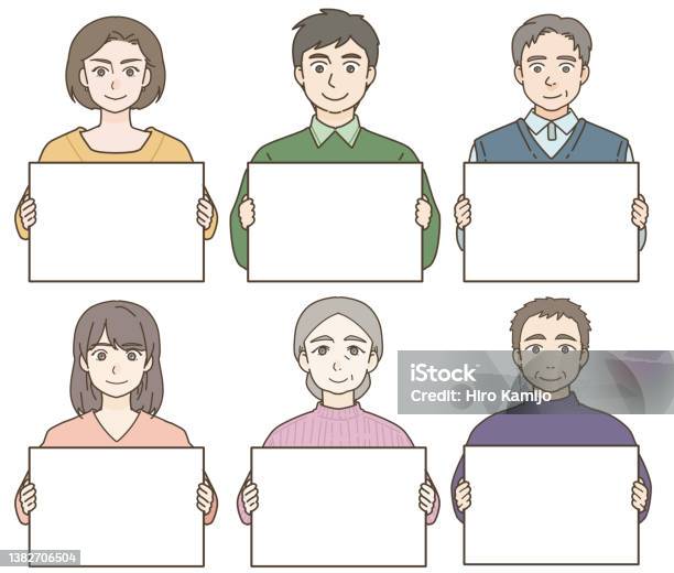 People Of Different Generations With Whiteboards Stock Illustration