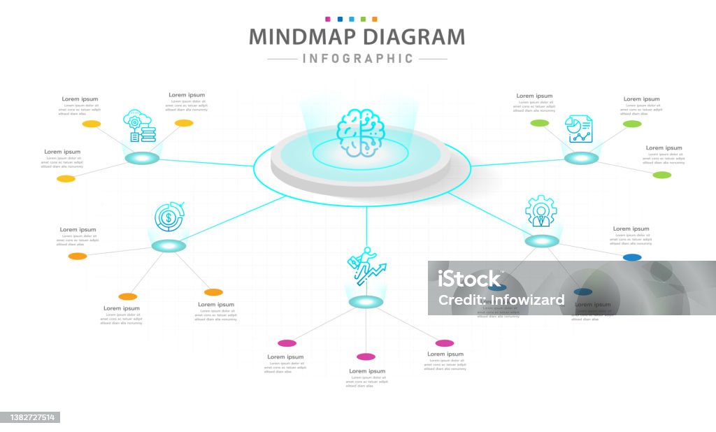 Infographie 5 Étapes Diagramme Mindmap Moderne Avec Un Style Futuriste