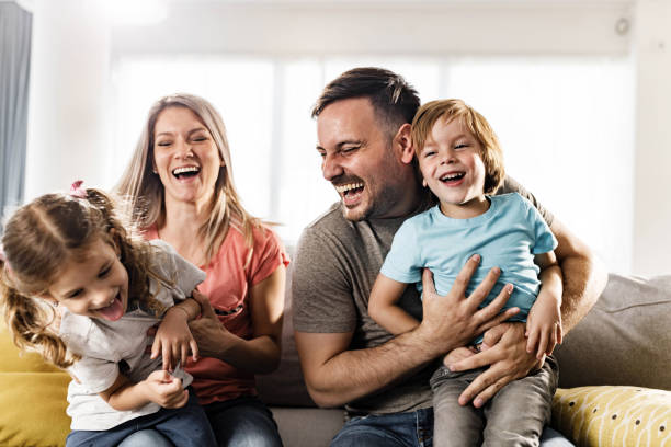 Free Stock Photo of Happy family time, Cheerful young family with ...