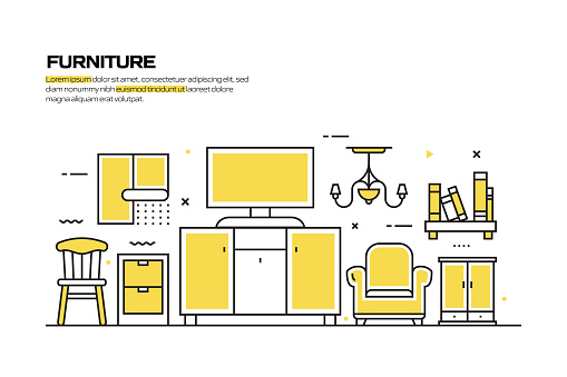 Konsep Furnitur Ilustrasi Vektor Gaya Garis Ilustrasi Stok Unduh