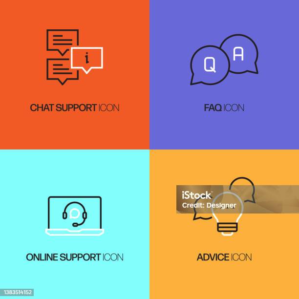 Icônes De Ligne Associées À Laide Et Au Support Illustration De