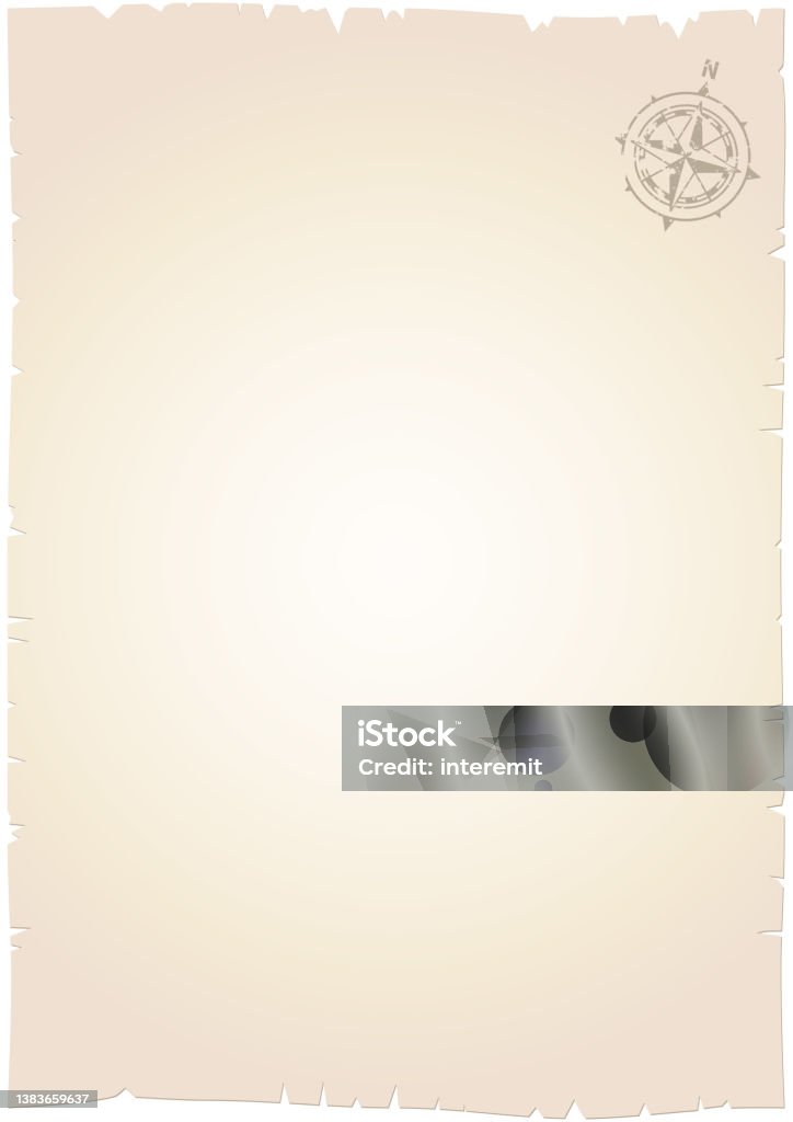 Old Map Frame And Compass Rose Vector Illustration Frame Stock