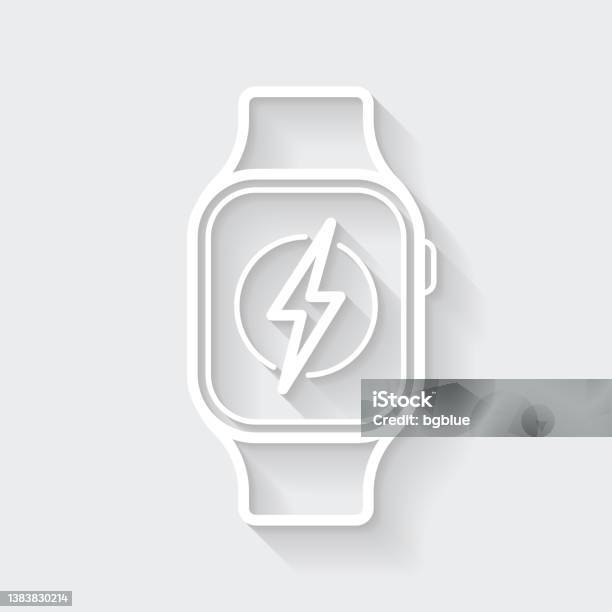 Smartwatch Avec Symbole Délectricité Icône Avec Une Ombre Longue Sur