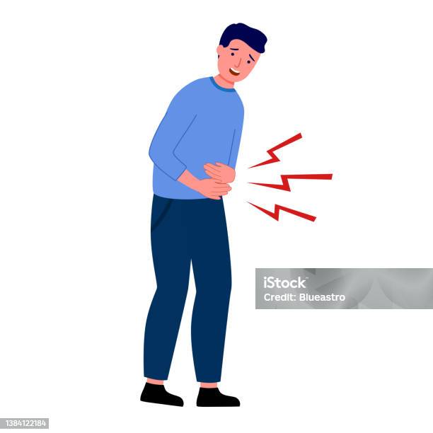 Lhomme Ressent Une Douleur Dans Lillustration Vectorielle Du Concept