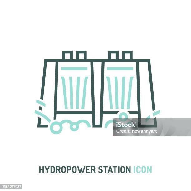 Icône De La Centrale Hydroélectrique Source Dénergie Renouvelable