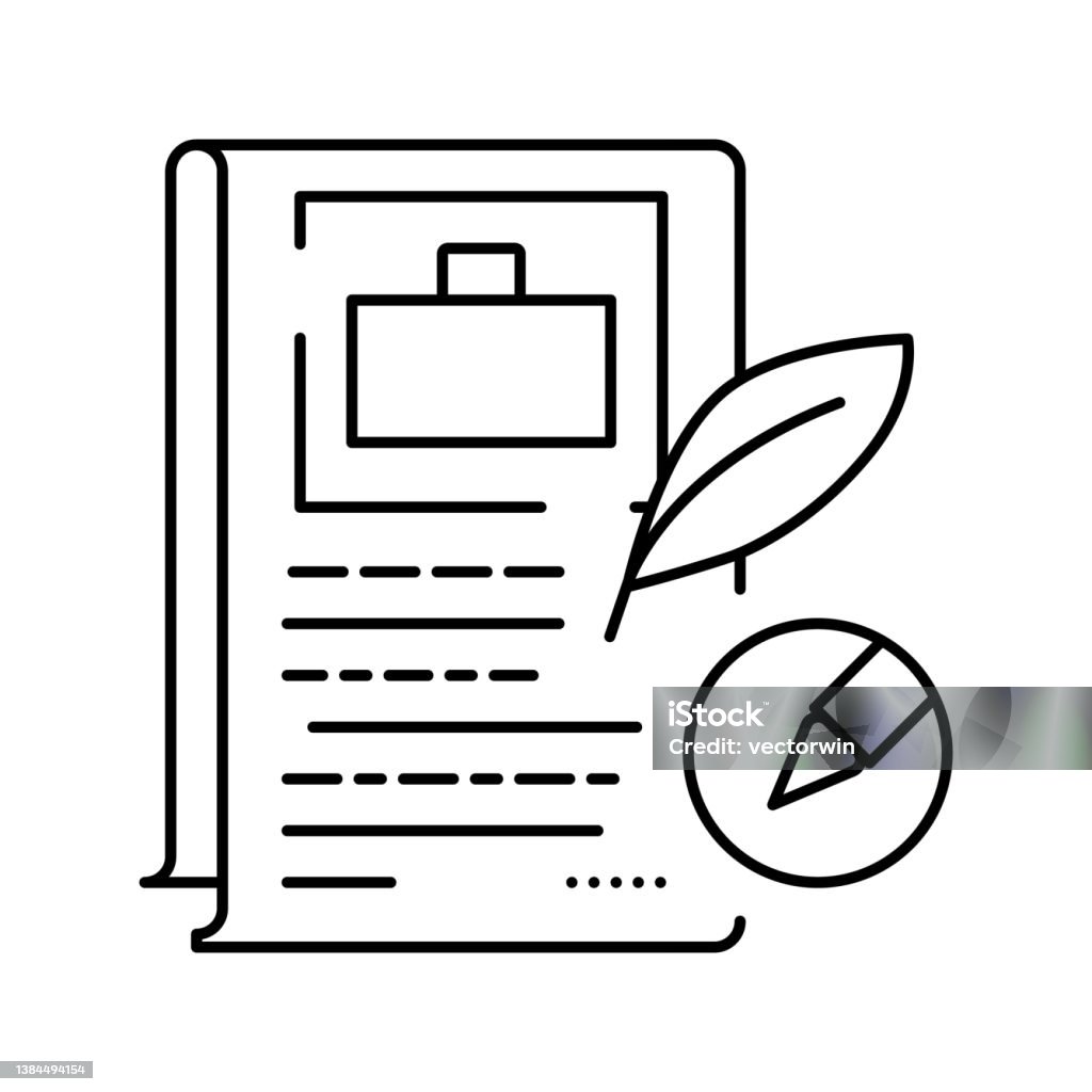 Illustration Vectorielle De Licône De Ligne Décriture De Narration