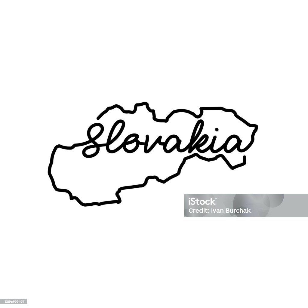 Carte Du Contour De La Slovaquie Avec Le Nom Manuscrit Du Pays Dessin