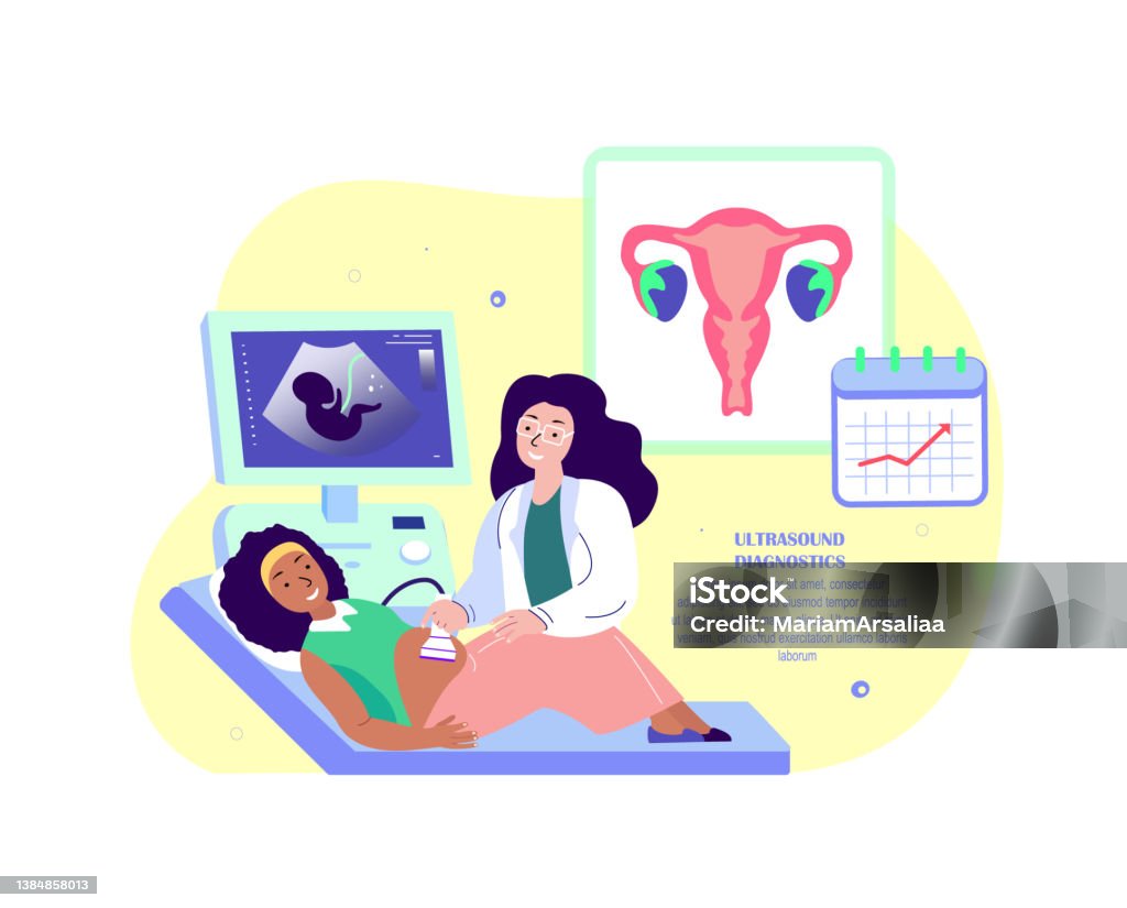 Gynecologist Ultrasound Doctor Consultate Diagnosing Pregnant Woman On