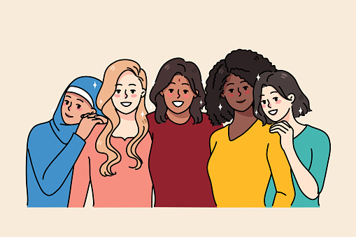 Ilustración de Las Novias Multiétnicas Sonrientes Se Sienten Conectadas ... Ilustración de Las Novias Multiétnicas Sonrientes Se Sienten Conectadas ...