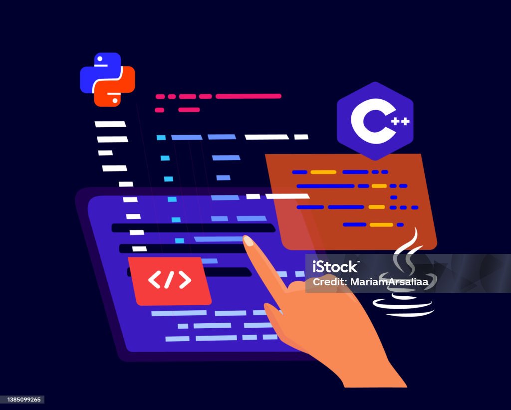 Hand On Device Screen Creating Programm Working On Web Developmentscript Codingprogramming In