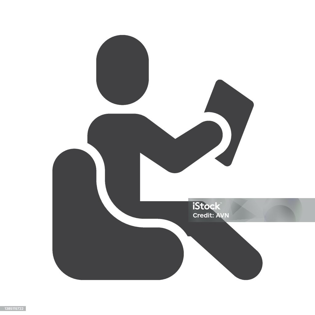 Sitting Man Reading Book Vector Icon Stock Illustration Download