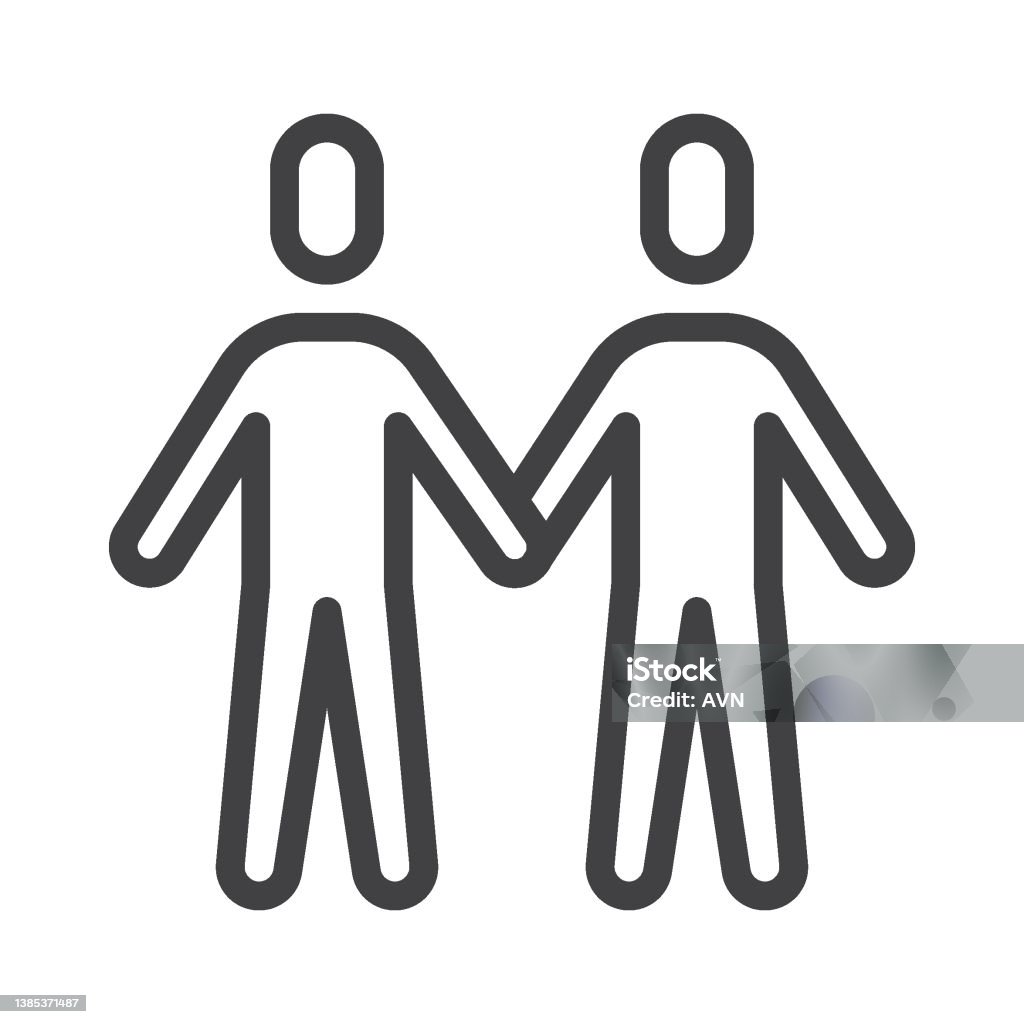 Gay Couple Line Icon Stock Illustration Download Image Now Adult