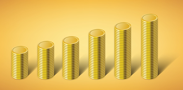 Illustration Vectorielle De La Pile De Pièces Pièces Dor Argent