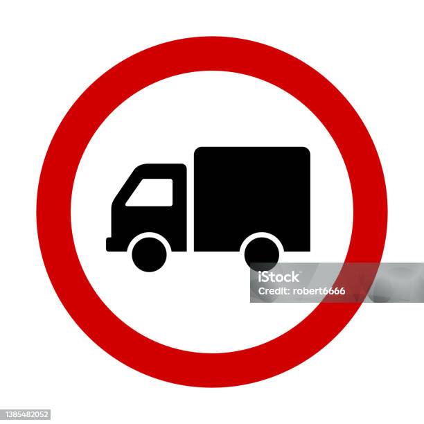 Panneau Dinterdiction Pour Les Camions Vecteurs Libres De Droits Et