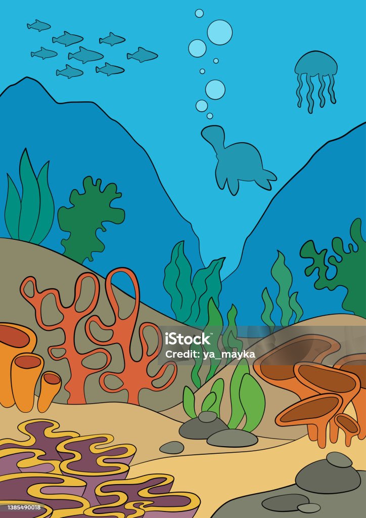 Lanskap Bawah Laut Di Bagian Bawah Ada Batu Dan Berbagai Ganggang ... Lanskap Bawah Laut Di Bagian Bawah Ada Batu Dan Berbagai Ganggang ...