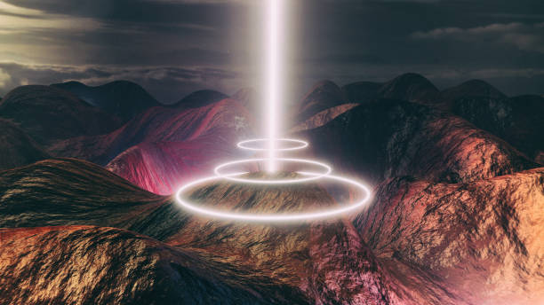 Free picture: Surreal canyon landscape on fantasy planet at night time