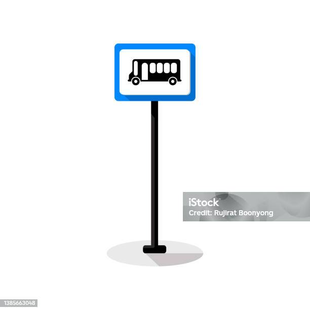 Panneau Darrêt De Bus Vectoriel Flat Design Sur Fond Blanc Vecteurs