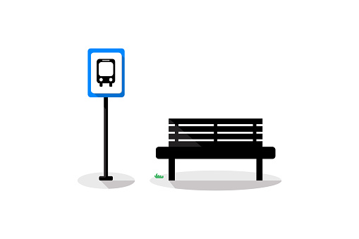 Panneau Darrêt De Bus Vectoriel Flat Design Sur Fond Blanc Vecteurs