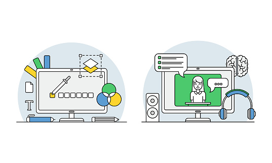 Ensemble De Symboles De Ligne Déducation En Ligne Elearning