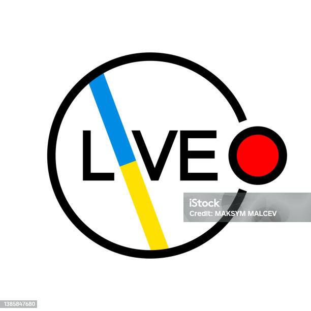 Icône De Diffusion En Direct Symbole Et Bouton Avec Ruban Aux Couleurs