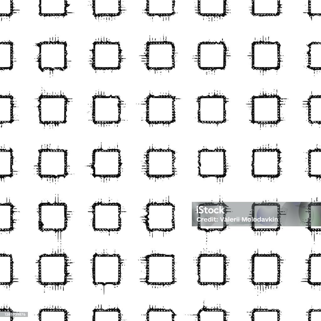 Seamless Pattern Black Shapeless Spots On A White Background Stock