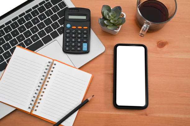 Free Stock Photo of Wooden Desk With Notebook and Calculator | Download ...
