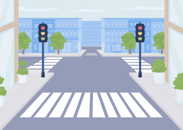 Zebra Crossing Crosswalk Textured Backgrounds Illustrations Royalty