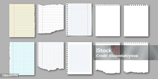 Notebook Realistis Robek Halaman Dan Potongan Kertas Robek Untuk