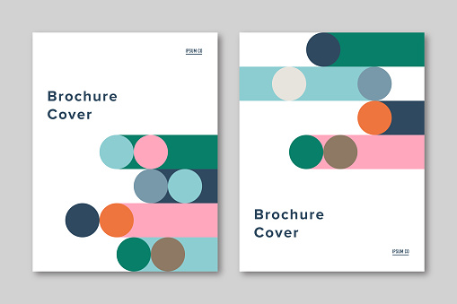 Template Desain Sampul Brosur Dengan Grafik Geometris Abstrak Seri