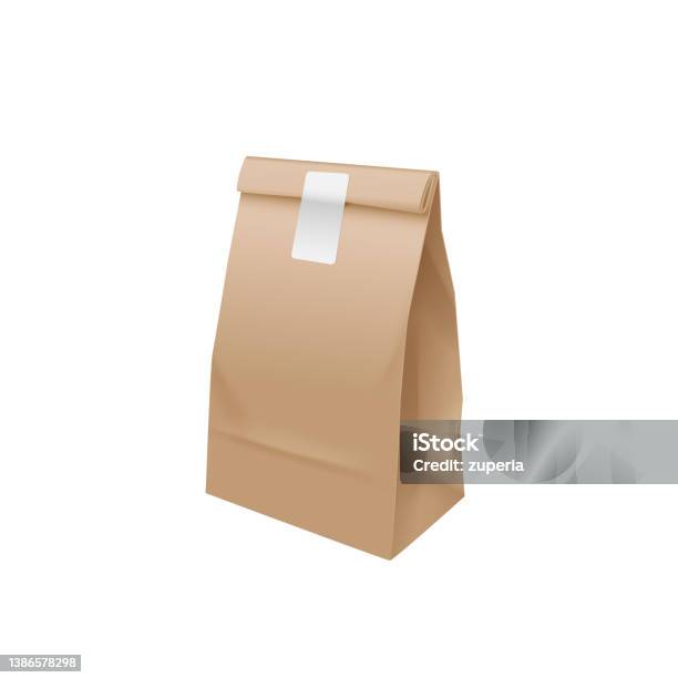 Template Paket Kerajinan Makanan Takeout Mockup Tas Coklat Untuk Paket