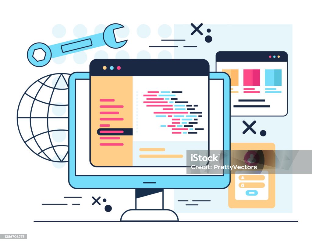 Creating Program Html Code Process Concept Vector Flat Graphic Design ... Creating Program Html Code Process Concept Vector Flat Graphic Design ...