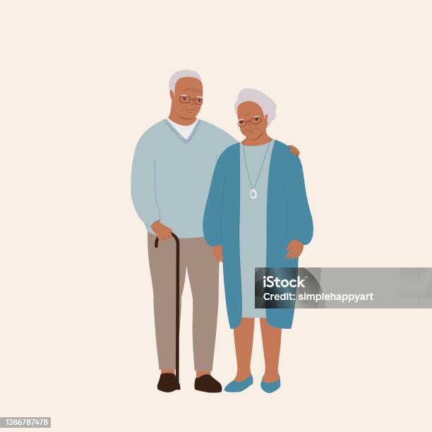 Happy Black Elderly Couple Stock Illustration Download Image Now