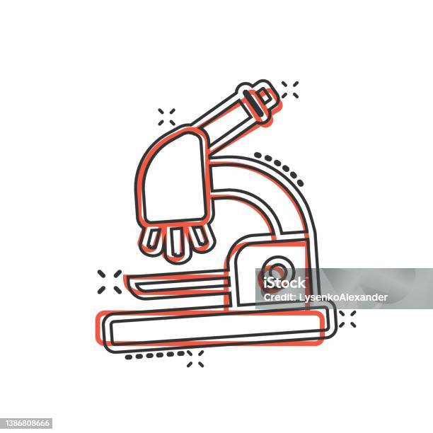 Icône De Microscope Dans Le Style Comique Illustration Vectorielle De