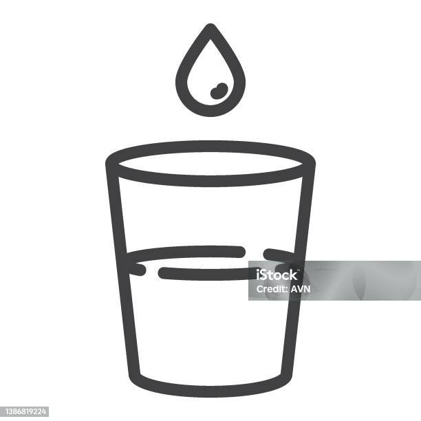 Verre Deau Et Icône De Ligne De Goutte Deau Vecteurs Libres De Droits