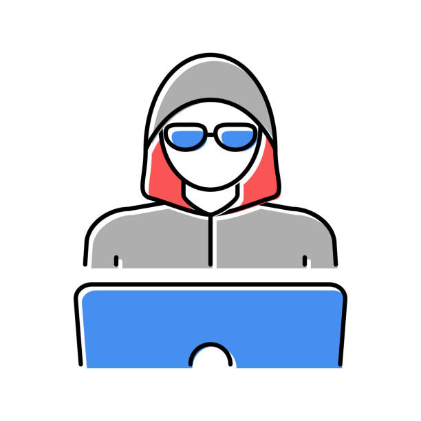 210 Hacker Hacking Through Laptop In Binary Code Background